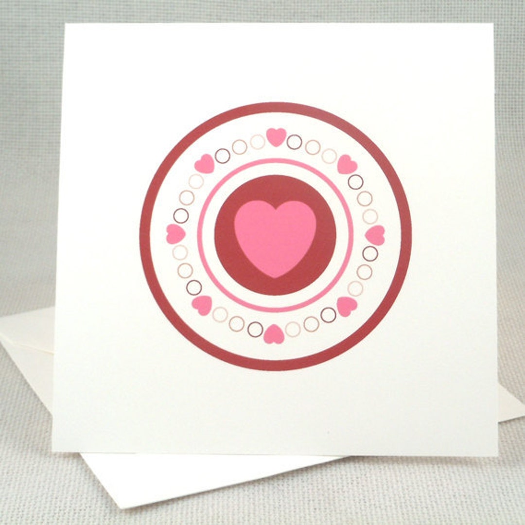 Heart Shaped Bullseye Valentine Card - Etsy