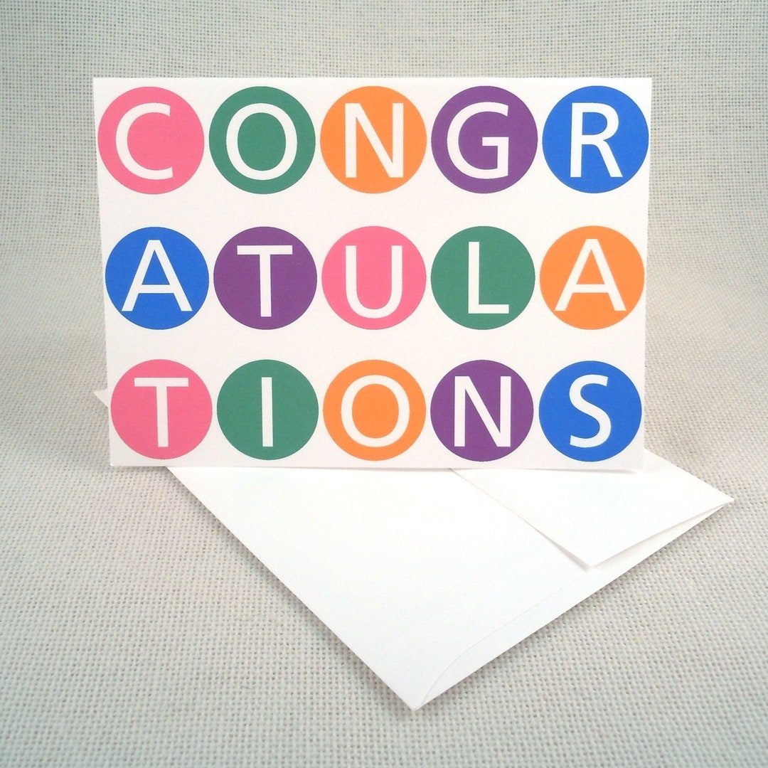 Congratulations Colorful Circles A6 Greeting Card - Etsy