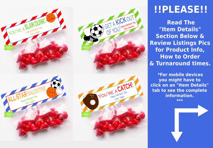 Sports Valentine Treat Bag Toppers Treat Bag Toppers | Etsy