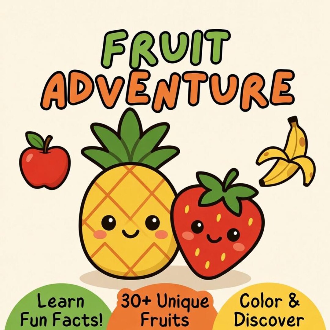 Fruit Adventure Coloring Book for Kids, 30+ Fruits With Fun Facts ...
