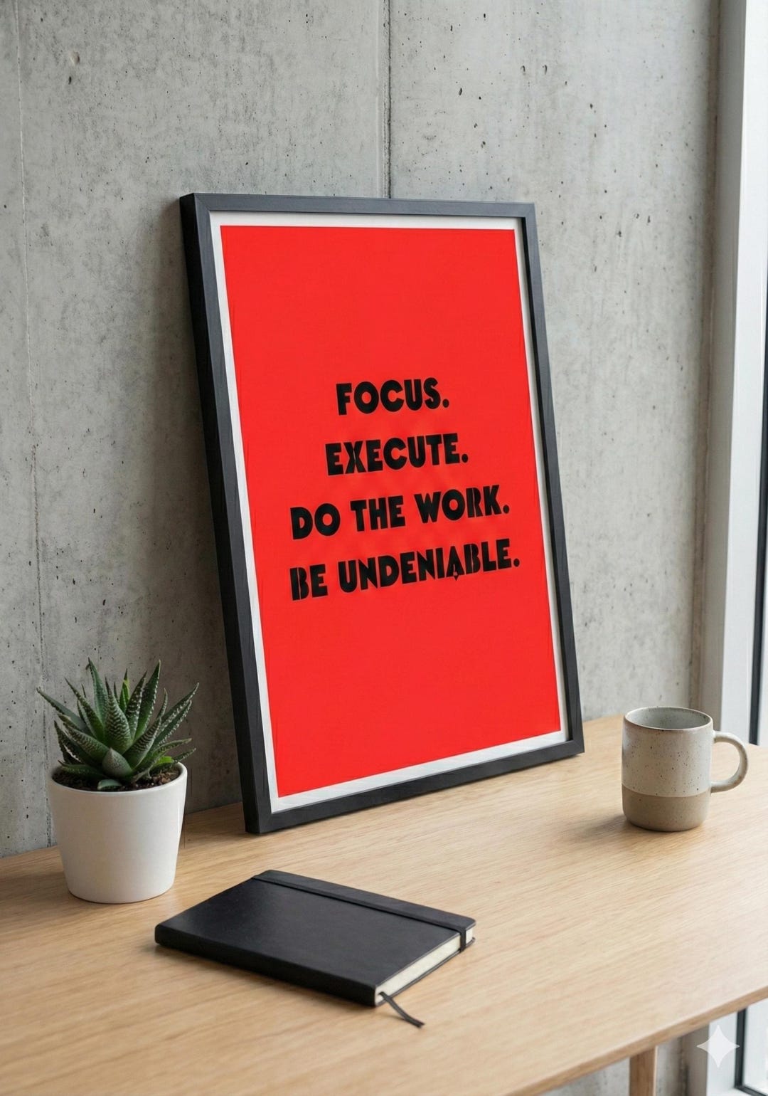 Focus Execute" Red Motivational Wall Art | A4 Bold Typography Poster ...