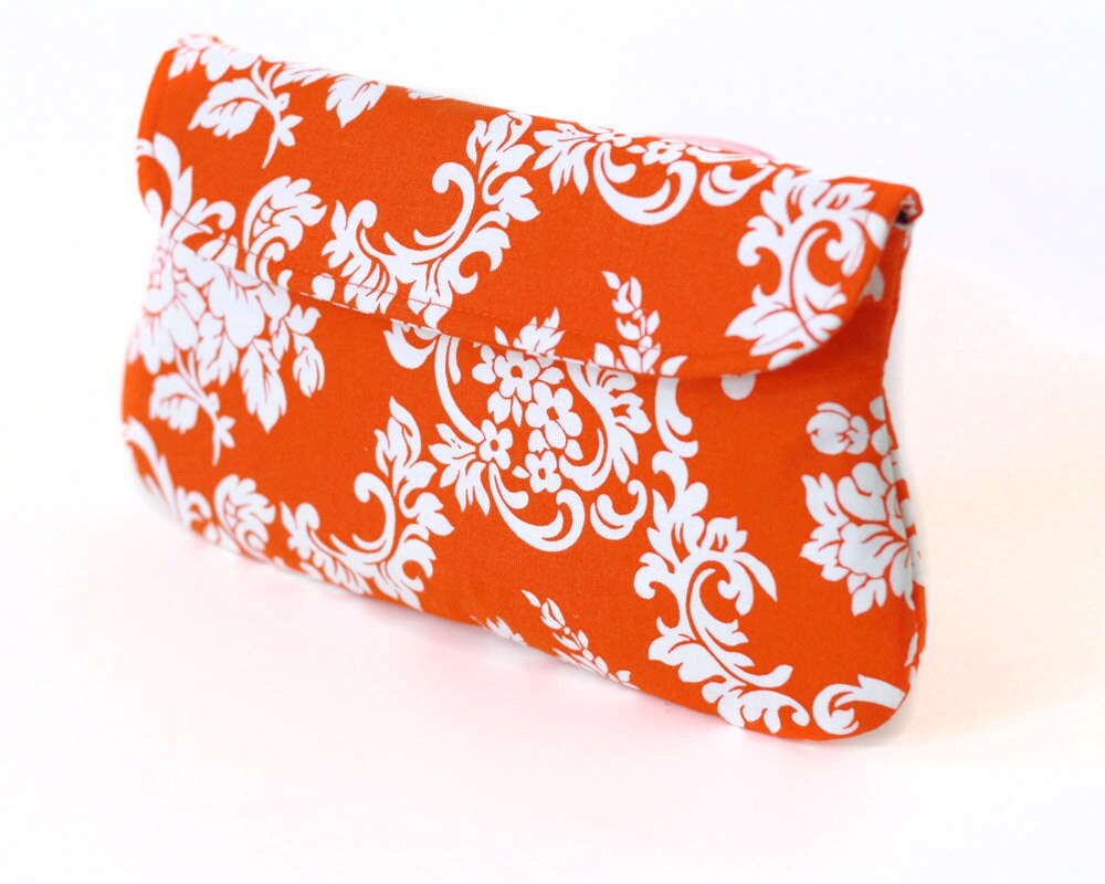 Damask Orange Clutch Purse - Etsy