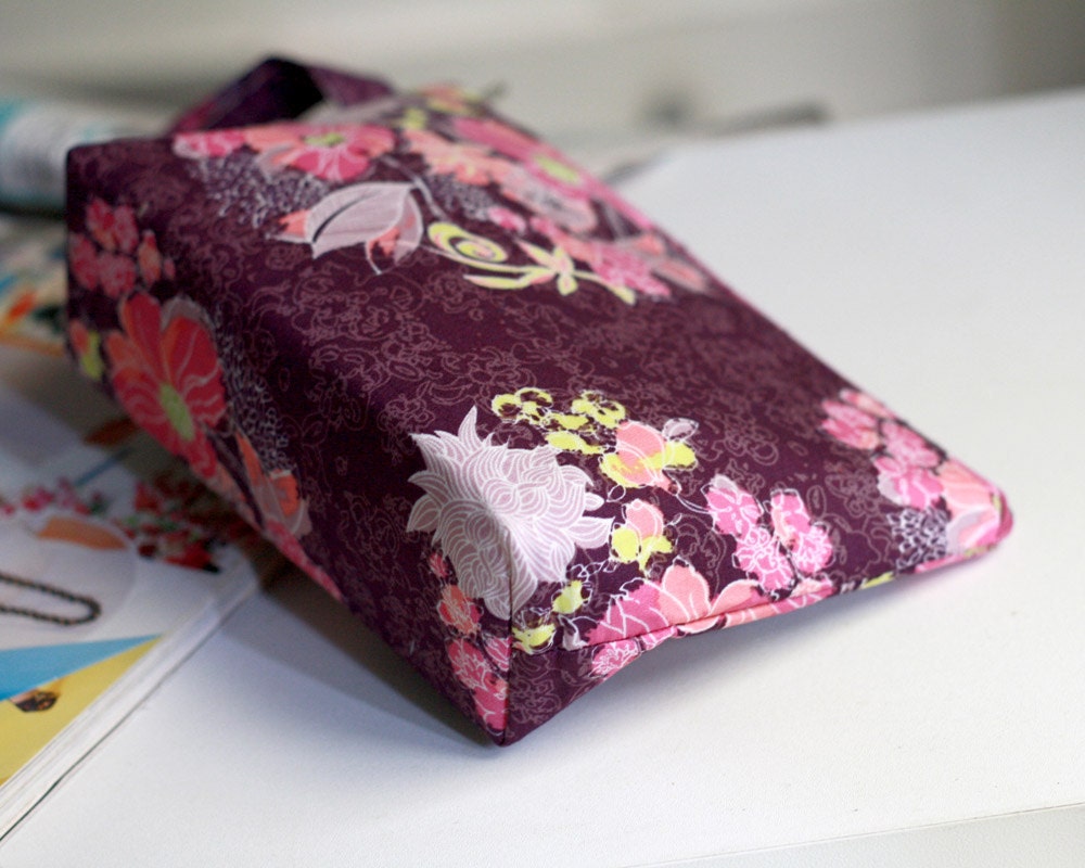Floral Purple Pouch, Make up Bag, Cosmetic Case, Zippered Pouch ...