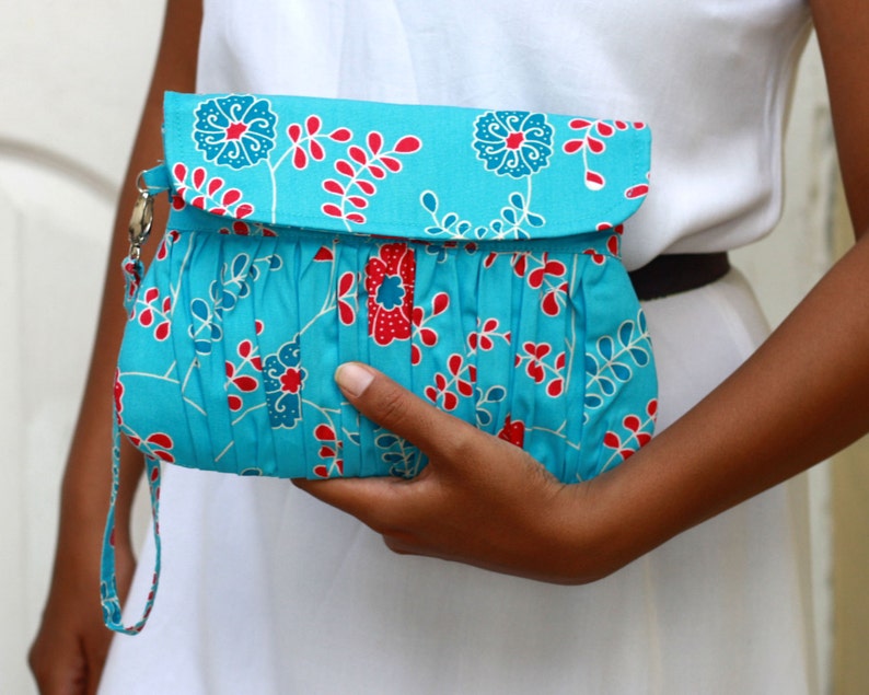 Blue and Fuchsia Clutch - Floral Clutch Fuchsia and Blue - Etsy
