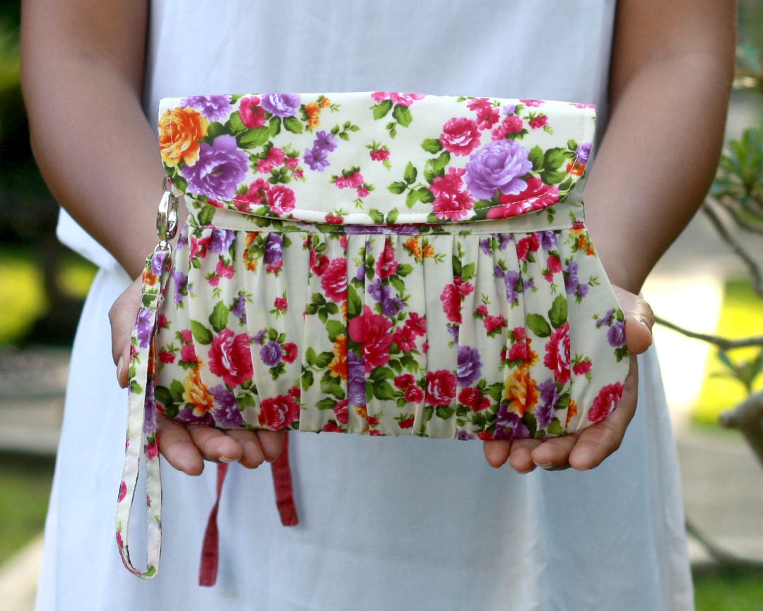 Fuchsia Clutch Purse, Bridesmaid Clutch, Floral Clutch Bag, Bridesmaid ...