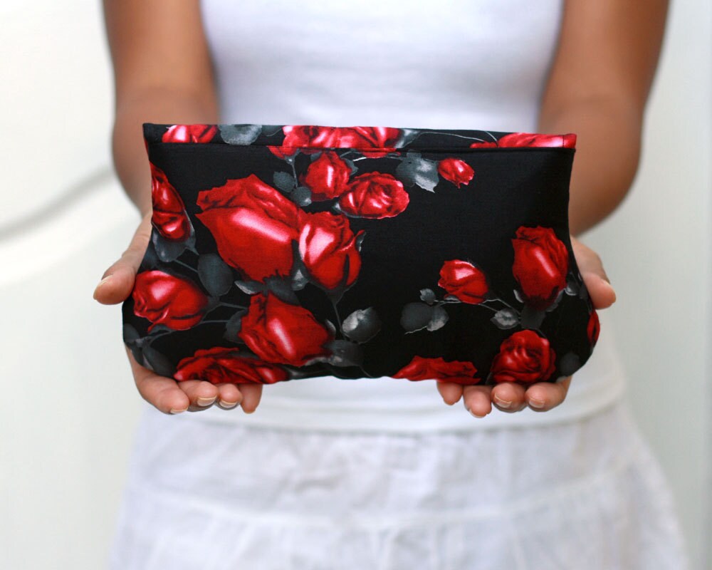 Black and Red Rose Clutch, Simple Clutch, Gift Idea for Her, Halloween ...