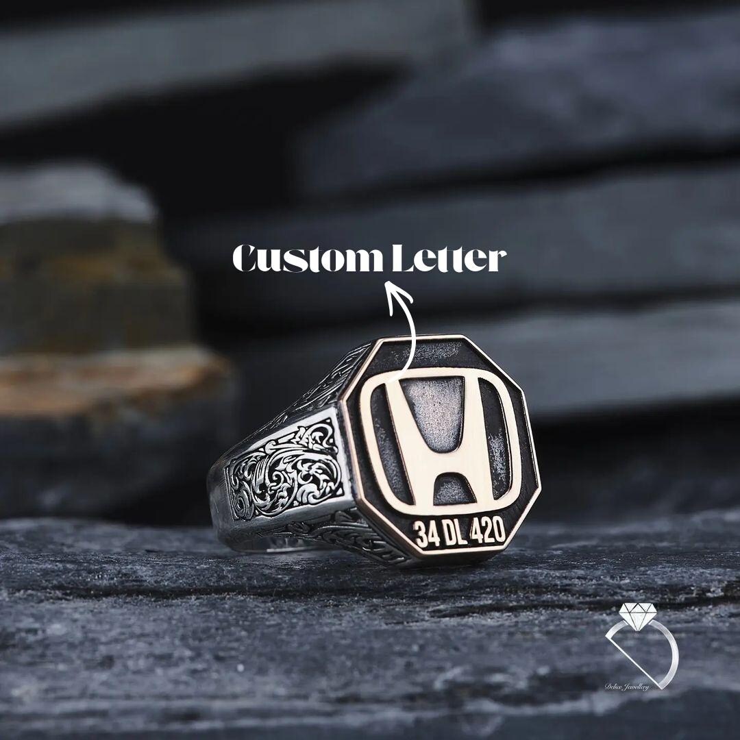 Custom Logo Signet Ring – Sterling Silver Personalized Octagon Design ...