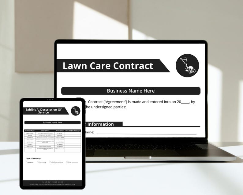 Editable Lawn Care Contract and Invoice Template (canva) - Etsy UK