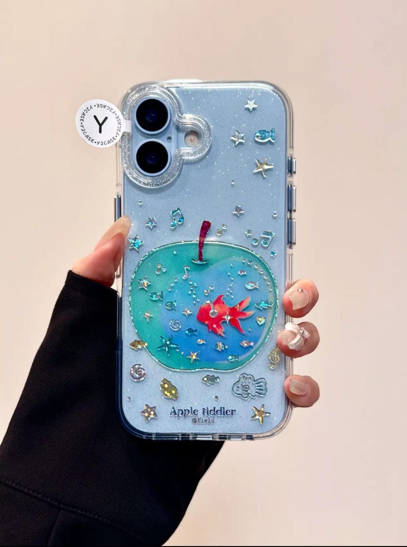 Cute Goldfish Bowl Glitter Case & Charm, Sea Ocean Animal Cover iPhone ...