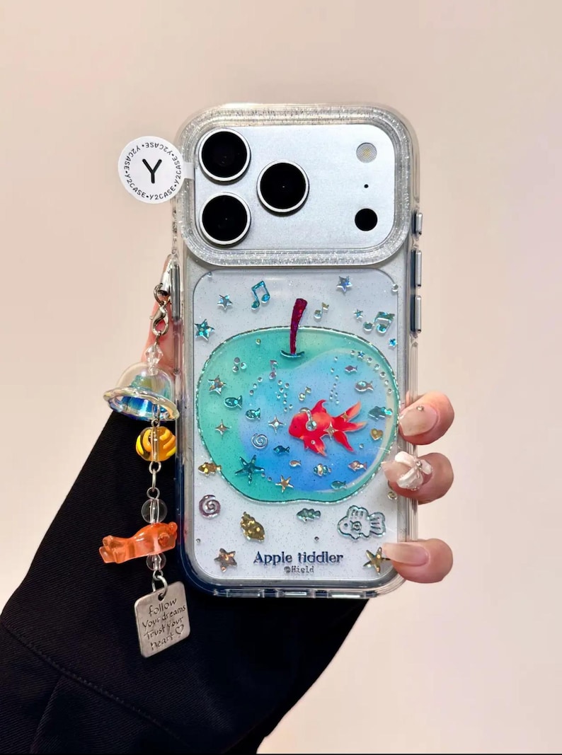 Cute Goldfish Bowl Glitter Case & Charm, Sea Ocean Animal Cover iPhone ...