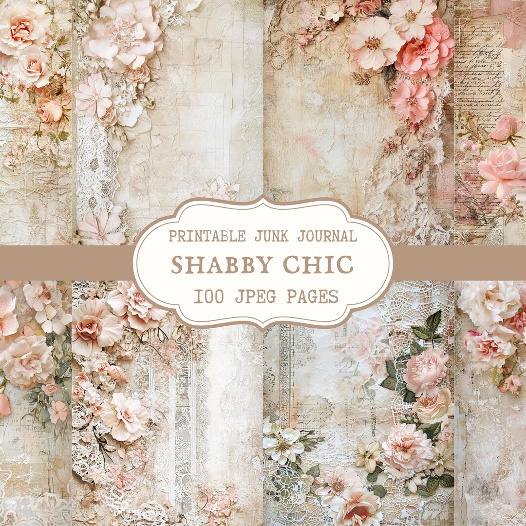 Shabby Chic Junk Journal Pages, Floral Junk Journal JPEG, Printable ...