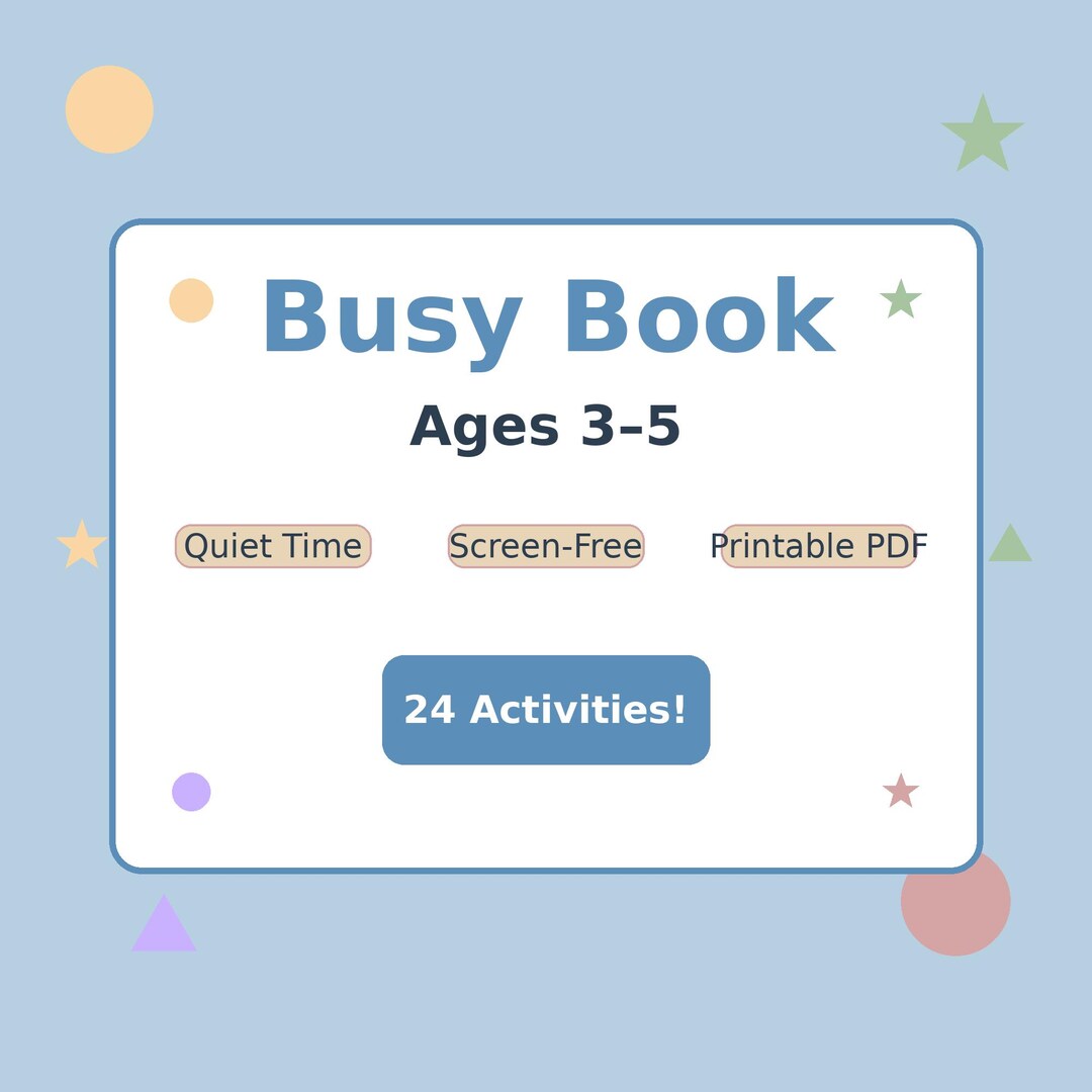 Busy Book for Kids Ages 3-5 | Printable Activity Book | Quiet Time ...