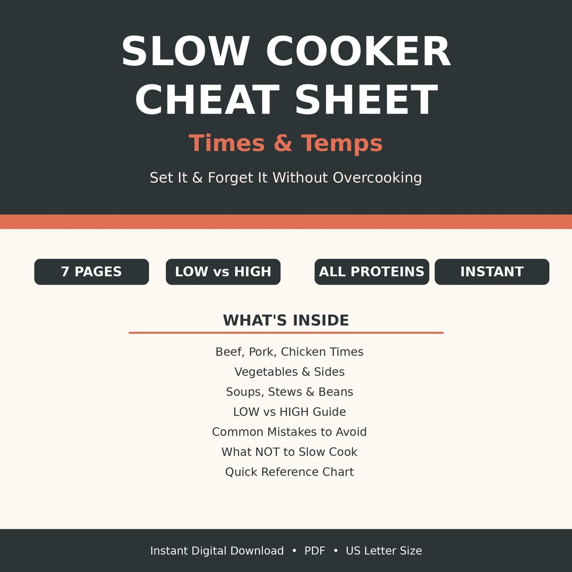 Slow Cooker Cheat Sheet | Crockpot Times & Temps | LOW Vs HIGH Cooking ...