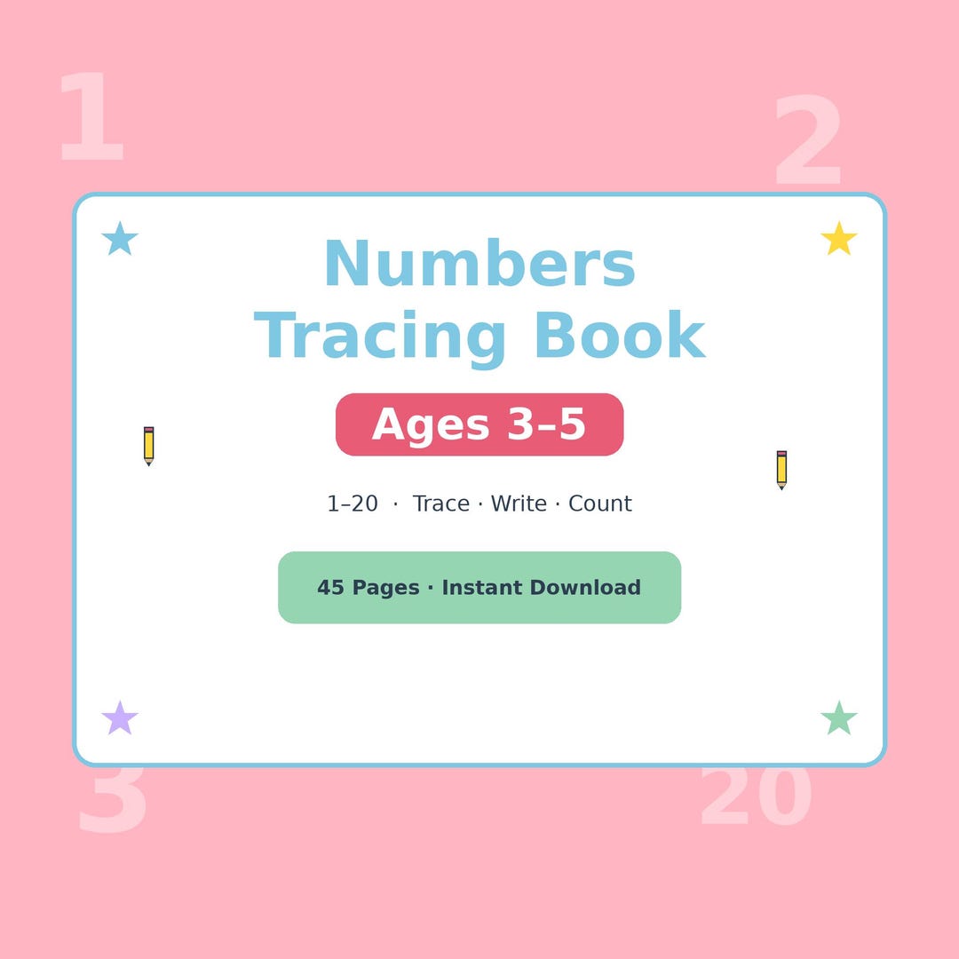 Numbers 1–20 Tracing Book Ages 3–5 | Preschool Number Practice ...