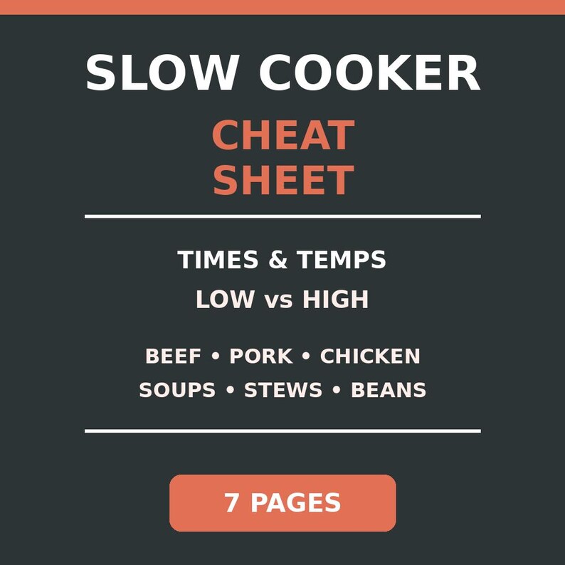 Slow Cooker Cheat Sheet | Crockpot Times & Temps | LOW Vs HIGH Cooking ...