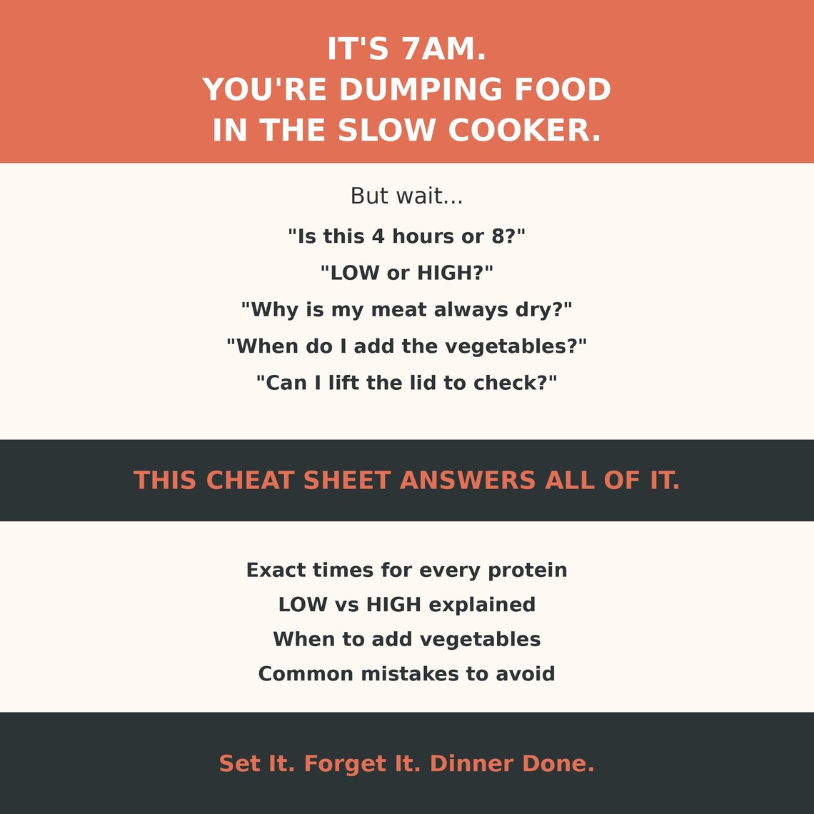 Slow Cooker Cheat Sheet | Crockpot Times & Temps | LOW Vs HIGH Cooking ...