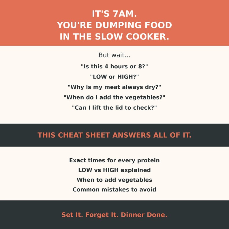 Slow Cooker Cheat Sheet | Crockpot Times & Temps | LOW Vs HIGH Cooking ...