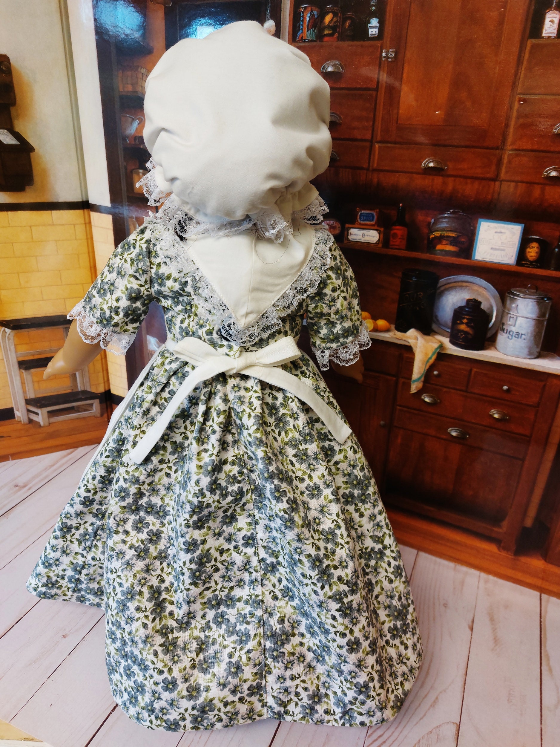 Colonial Day Dress With Apron Shawl and Mop Cap Fits - Etsy