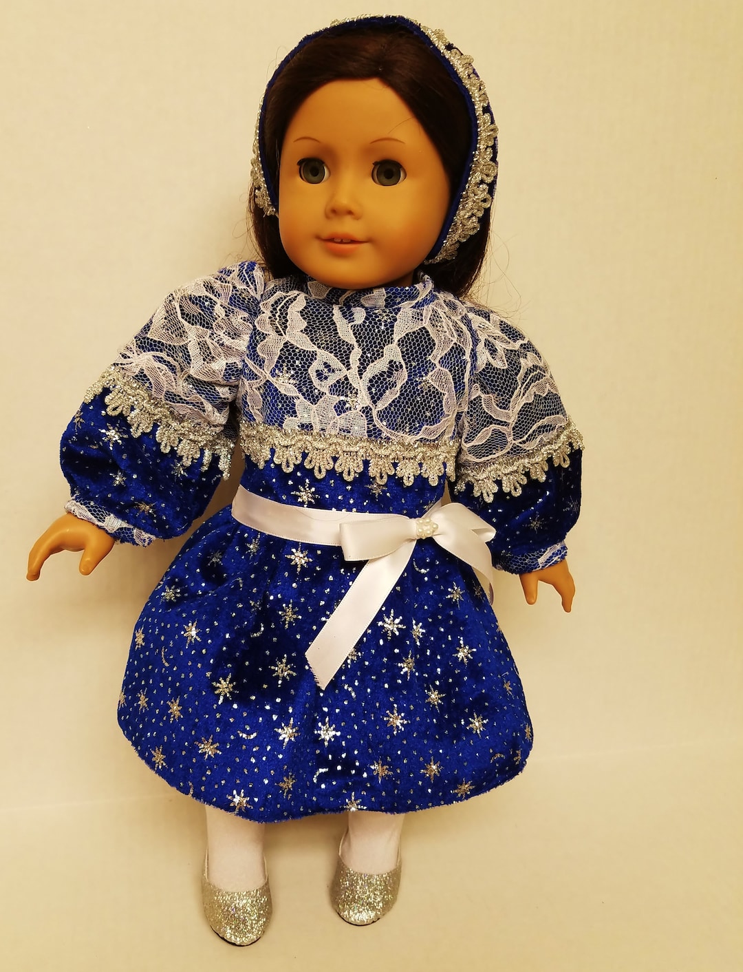 Velvet Hanukkah Dress, Headband, Tights & Shoes - Fits American Girl ...