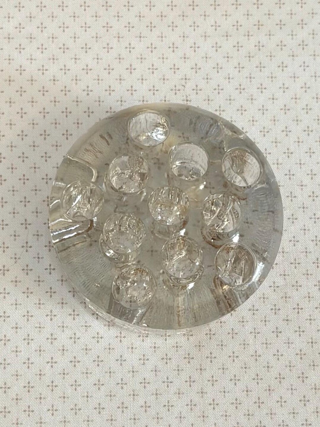 Vintage Clear Glass Flower Frog 11 Holes - Etsy