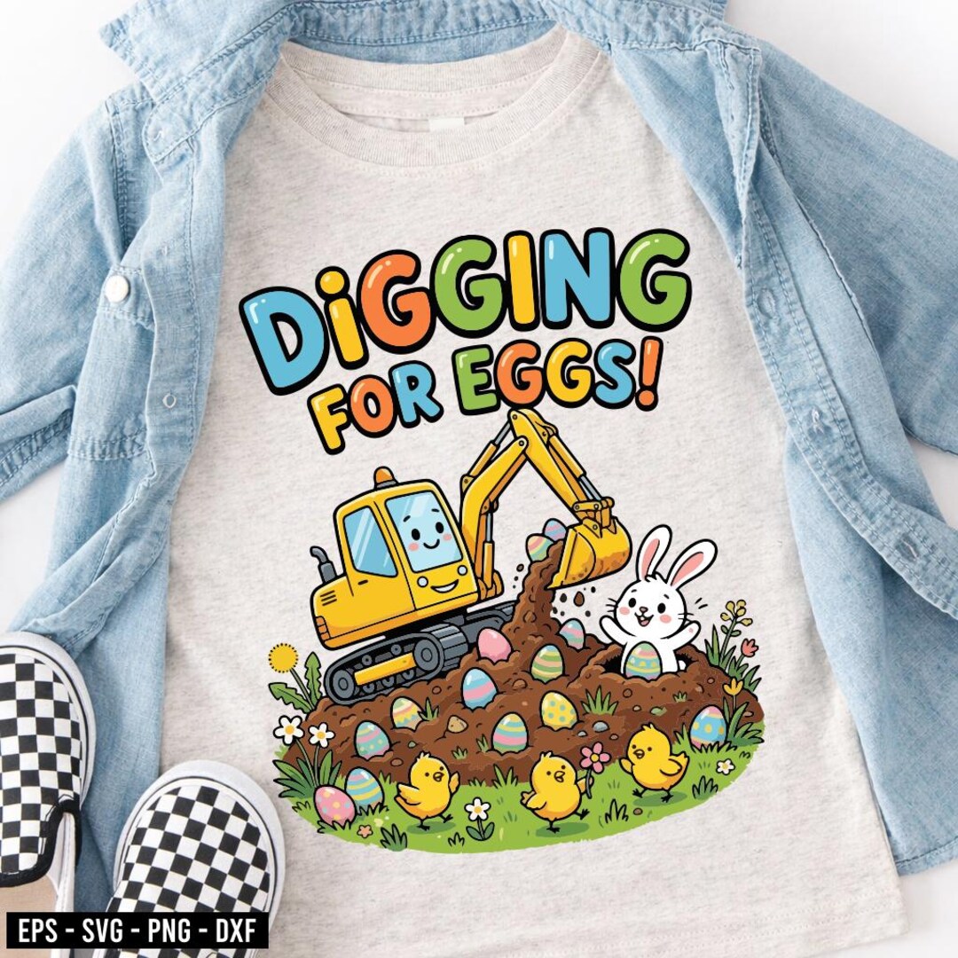 Boy Easter Excavator PNG | Cute Construction Easter Shirt Design | Kids ...