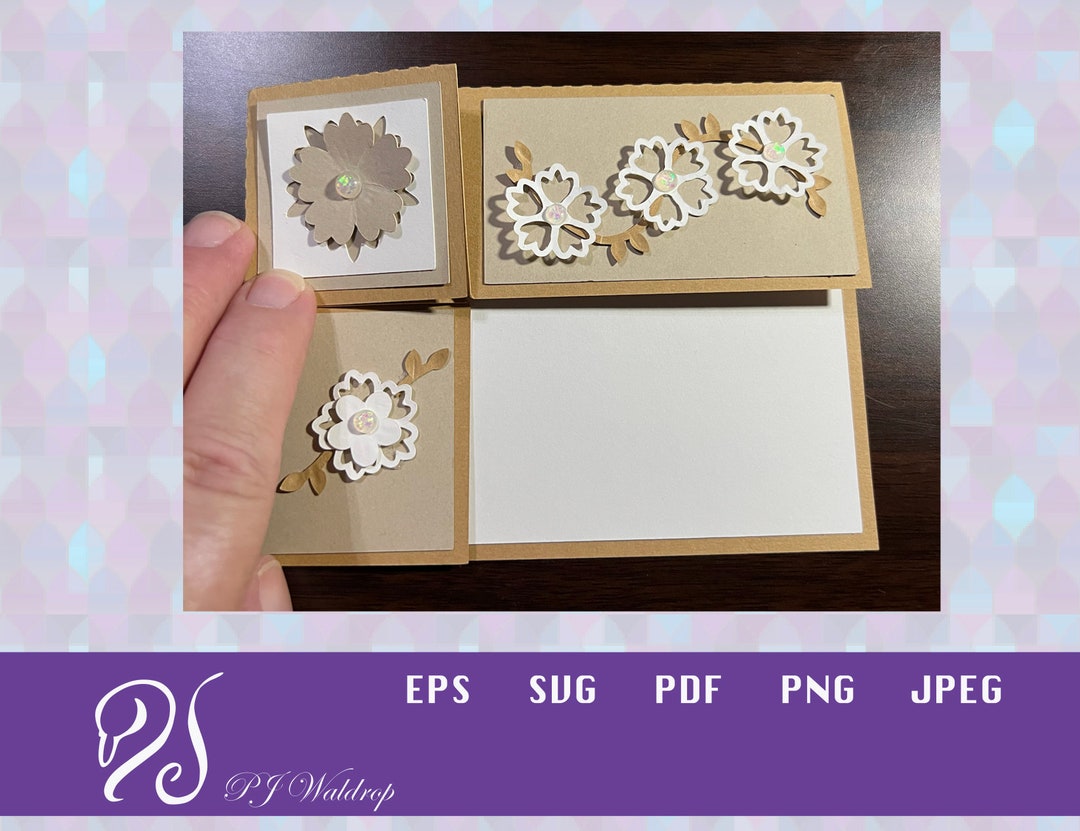 Exploding Fold Card With Flowers Cut File - Etsy