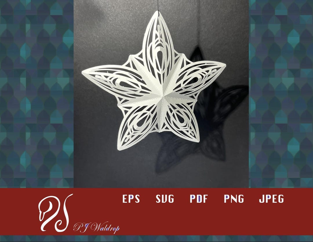 3D Paper Lacey Star Ornament or Decoration, 1120 Die Cut SVG File - Etsy
