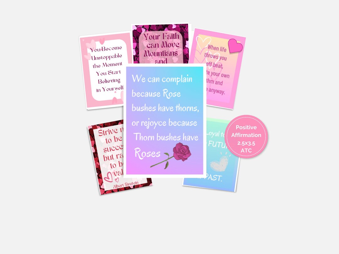 Hearts Positive Affirmation ATC Cards, Digital Print File - Etsy