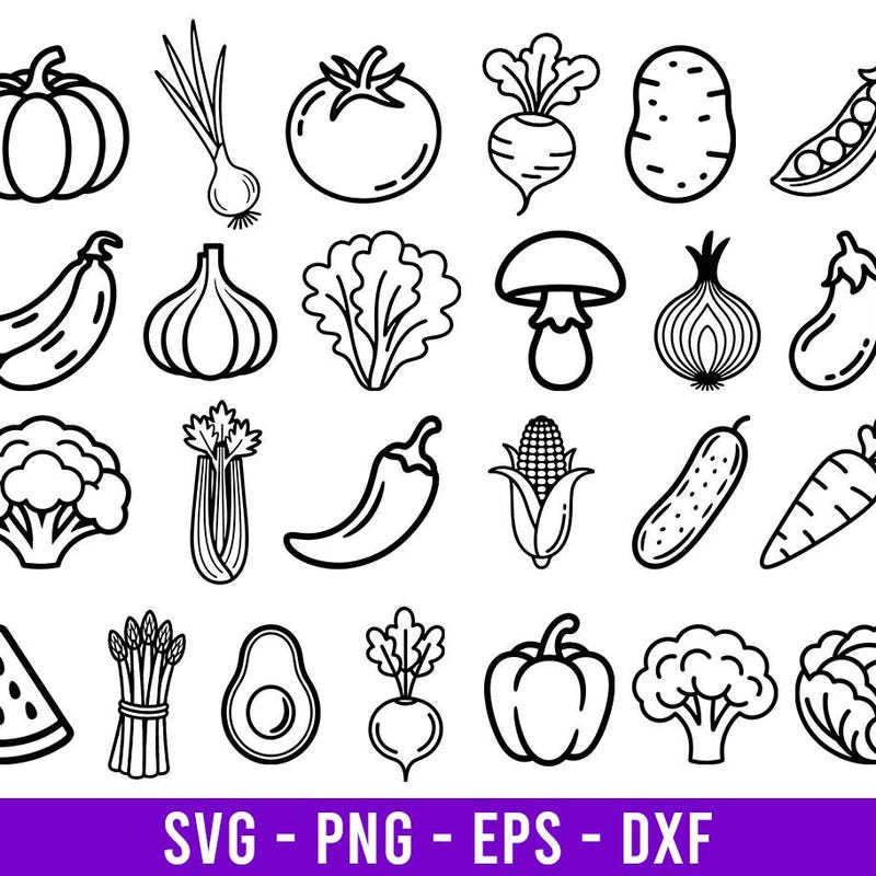Vegetable Svgs Outlines - Etsy
