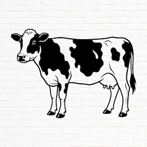 Cow SVG PNG, Farm Animal Outline Cut File, Dairy Cow Silhouette Cricut ...