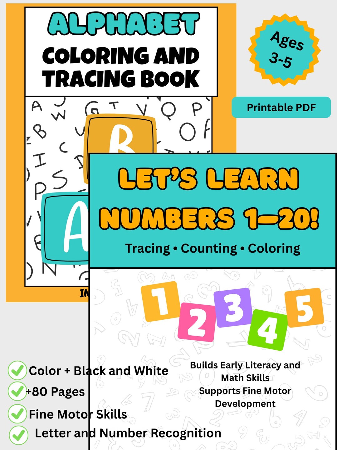 Alphabet + Numbers Bundle - Etsy