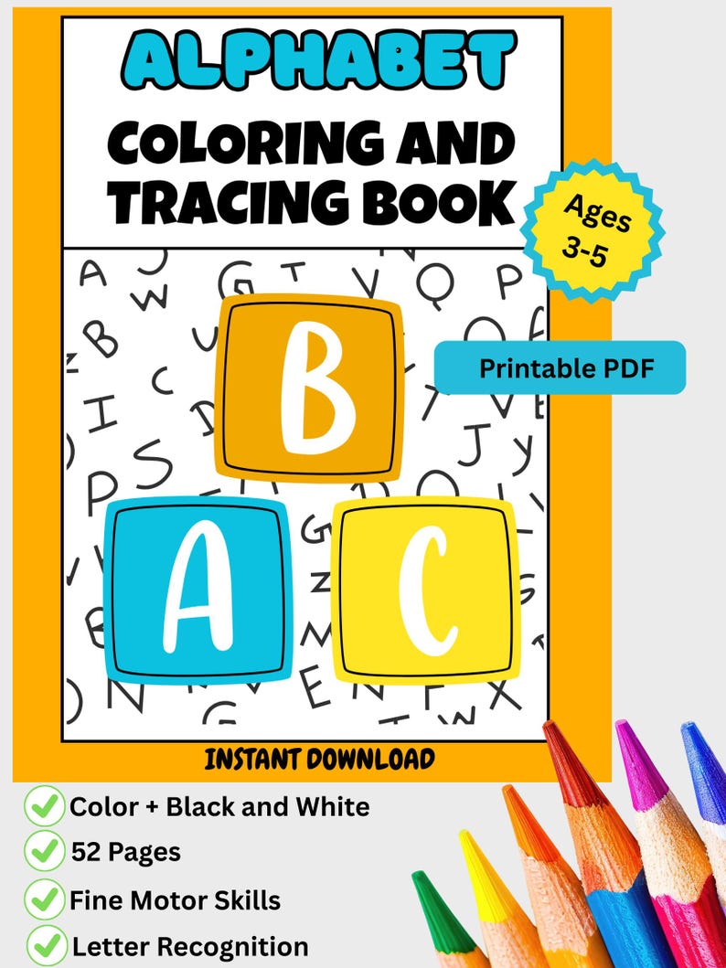 Alphabet Coloring and Tracing Book - Etsy