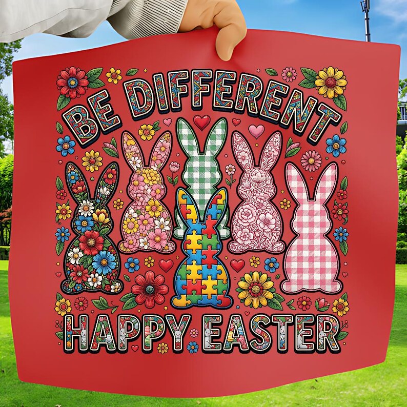 Be Different Happy Easter Png, Spring Png, Autism Awareness Bunny ...