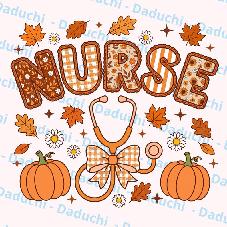 Autumn NURSE PNG Retro Fall Nurse Stethoscope Pumpkin PNG Boho Seasonal ...