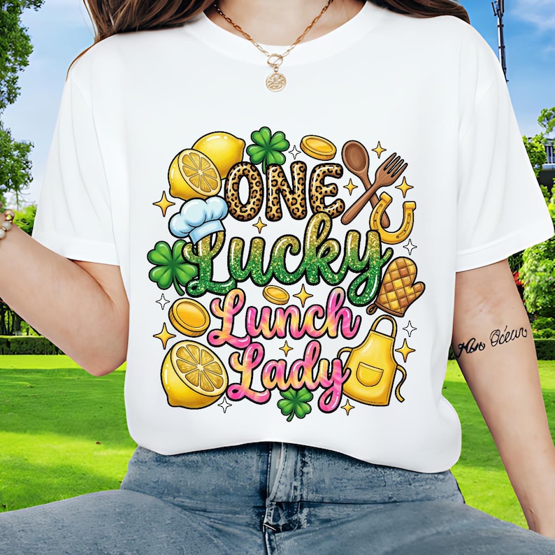 One Lucky Lunch Lady PNG St. Patrick's Day Sublimation Trendy School ...