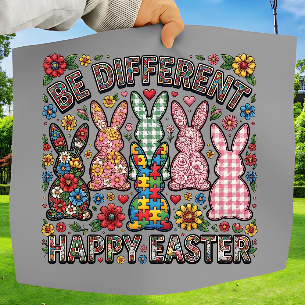 Be Different Happy Easter Png, Spring Png, Autism Awareness Bunny ...