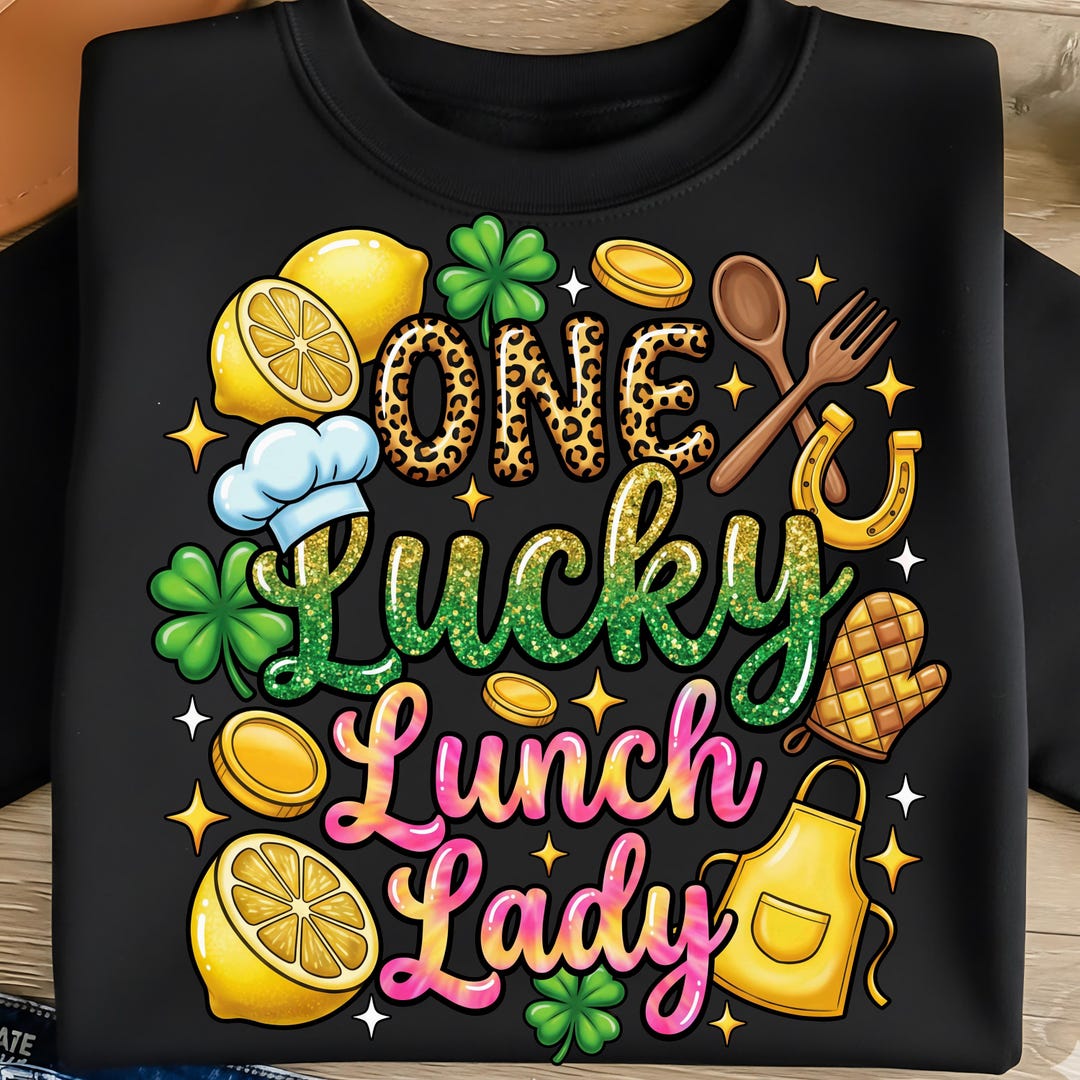 One Lucky Lunch Lady PNG St. Patrick's Day Sublimation Trendy School ...