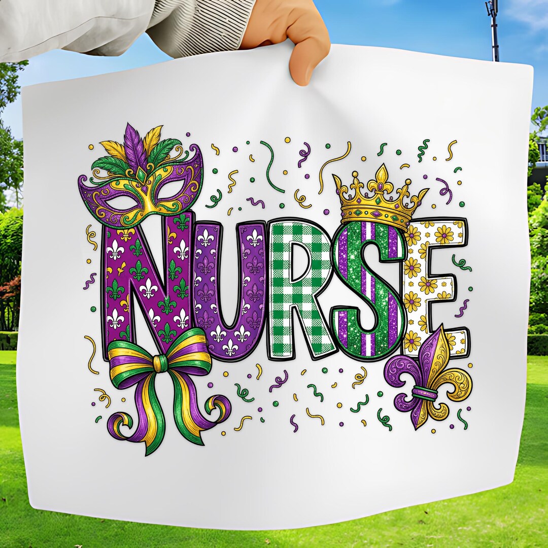 Nurse Mardi Gras PNG Design, Fat Tuesday Nursing Sublimation, Carnival ...