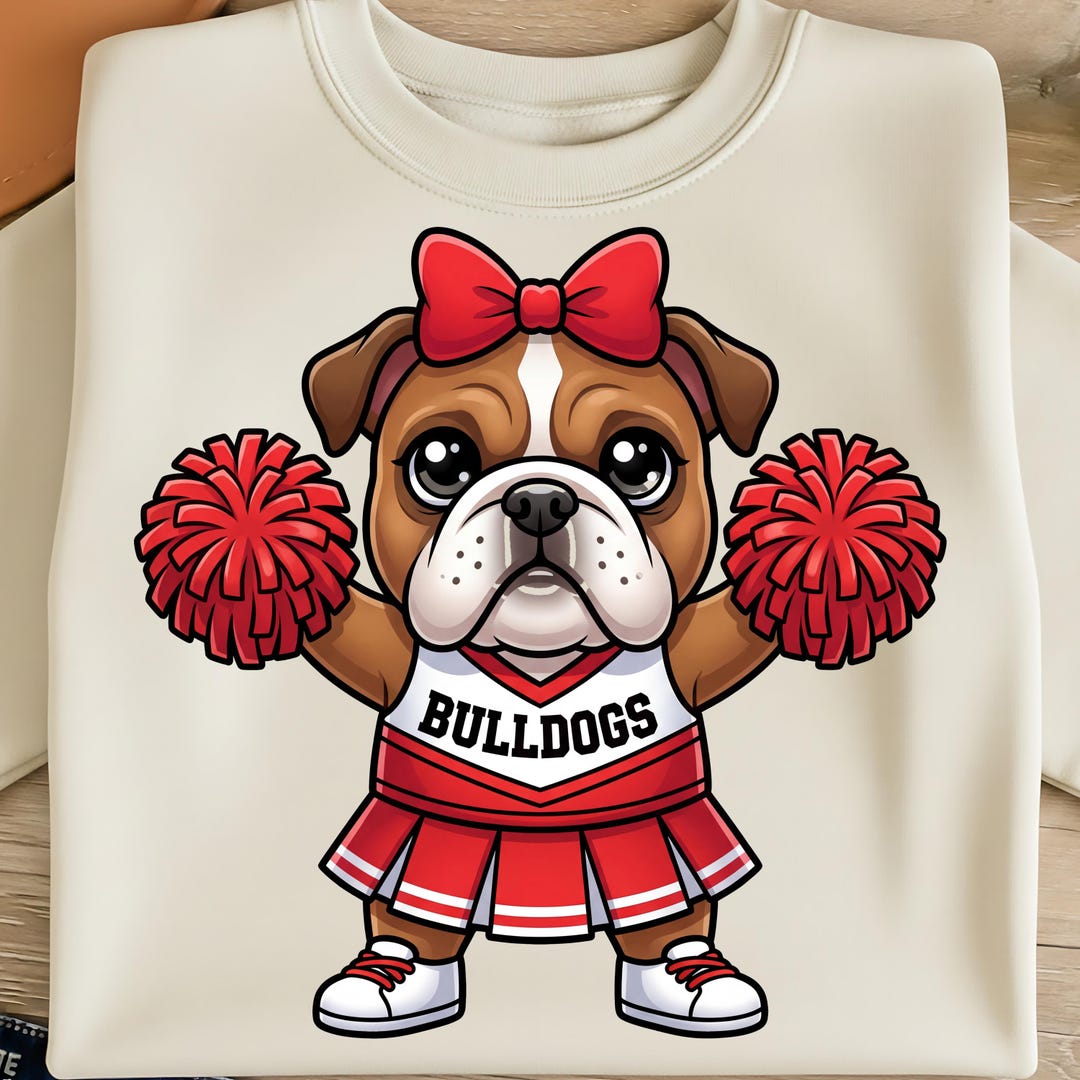 Cute Bulldogs Cheerleader PNG Adorable Mascot Design School Spirit PNG ...