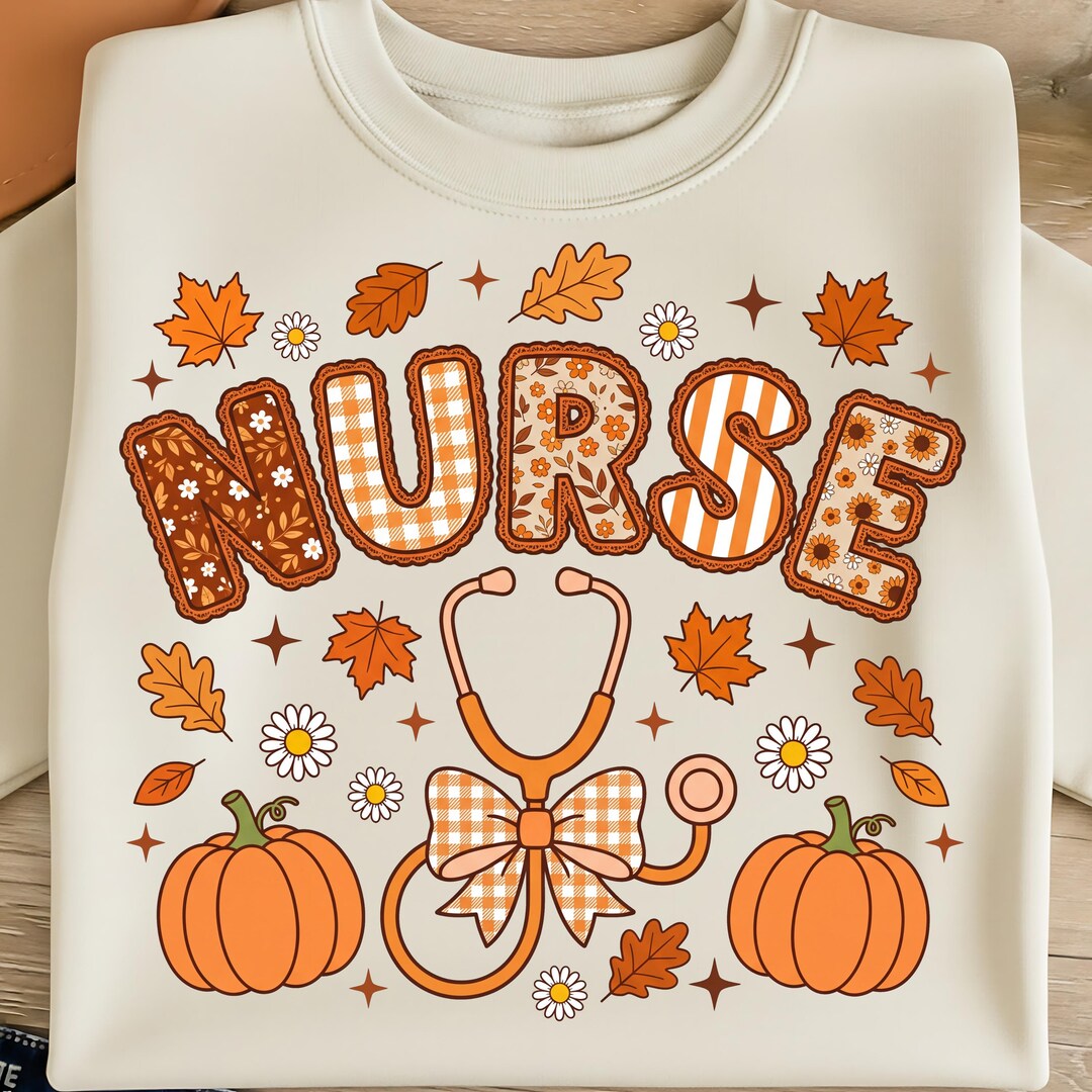Autumn NURSE PNG Retro Fall Nurse Stethoscope Pumpkin PNG Boho Seasonal ...
