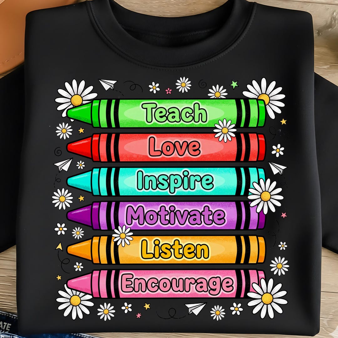 Teacher Crayon PNG Teach Love Inspire PNG Cheerful School Design ...