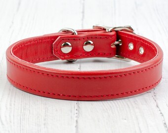 Red Leather Collar | Etsy