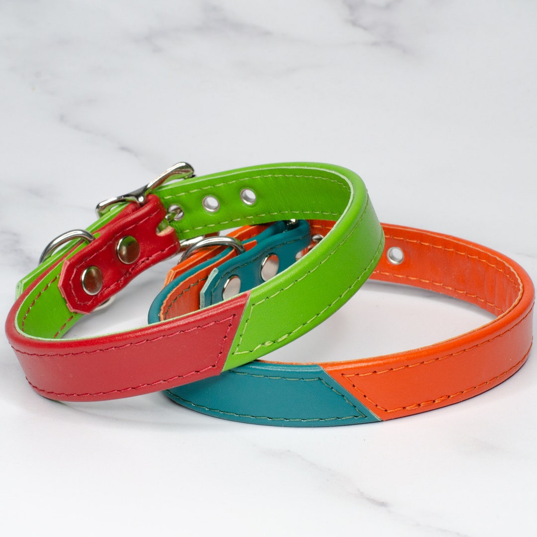 Multi Coloured Leather Dog Collar 28 Leather Colours Handmade Dog ...
