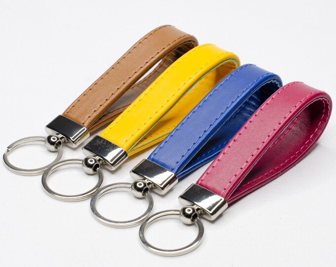 Italian Leather Key Chain With Gold Key Ring, Personalized or Monogram ...