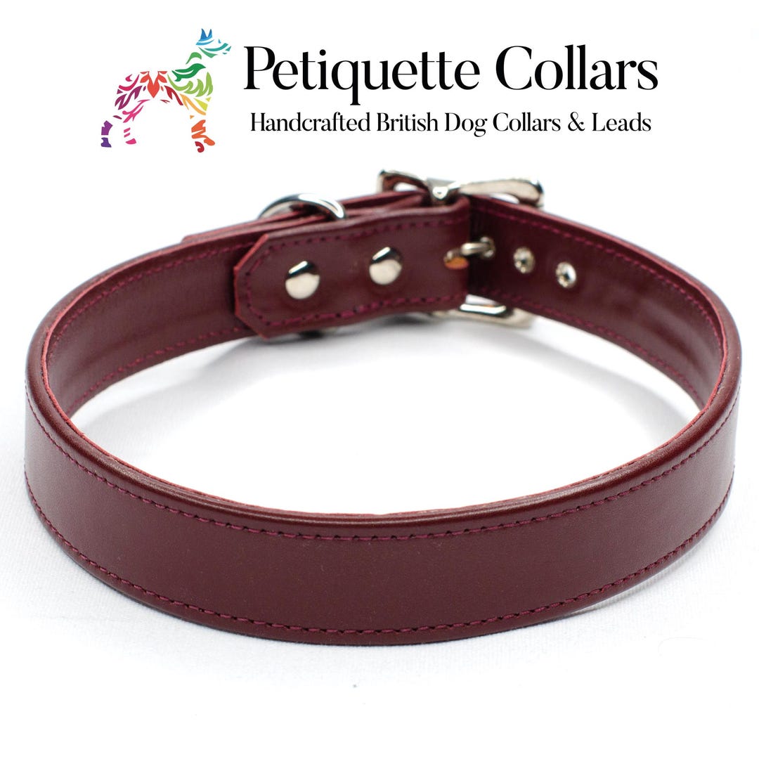 Handmade Chianti Leather Dog Collar – Italian Calf Leather, Stainless ...