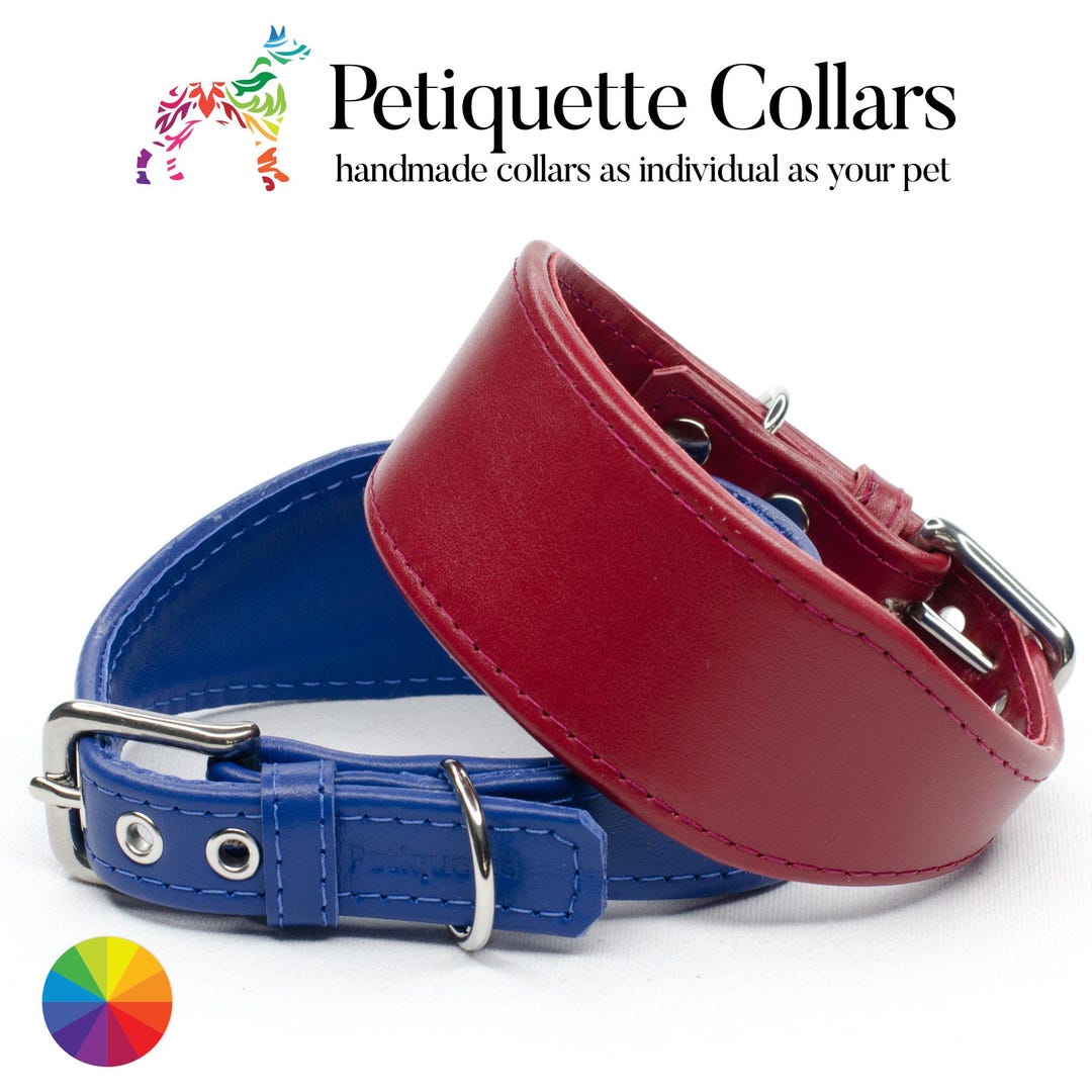 Handmade Leather Whippet Collar: Wide Fishtail Design, Made in UK - Etsy