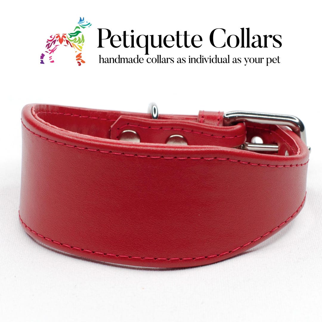 Red Leather Whippet Collar - Red Collar for Whippet Dog - Handmade Red ...