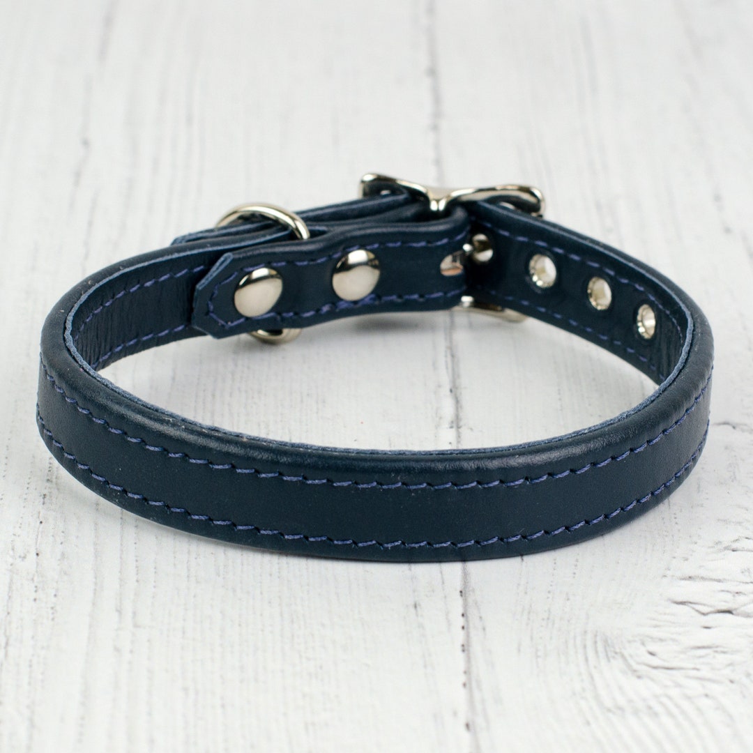 Soft Madeira Blue Leather Dog Collar - Etsy