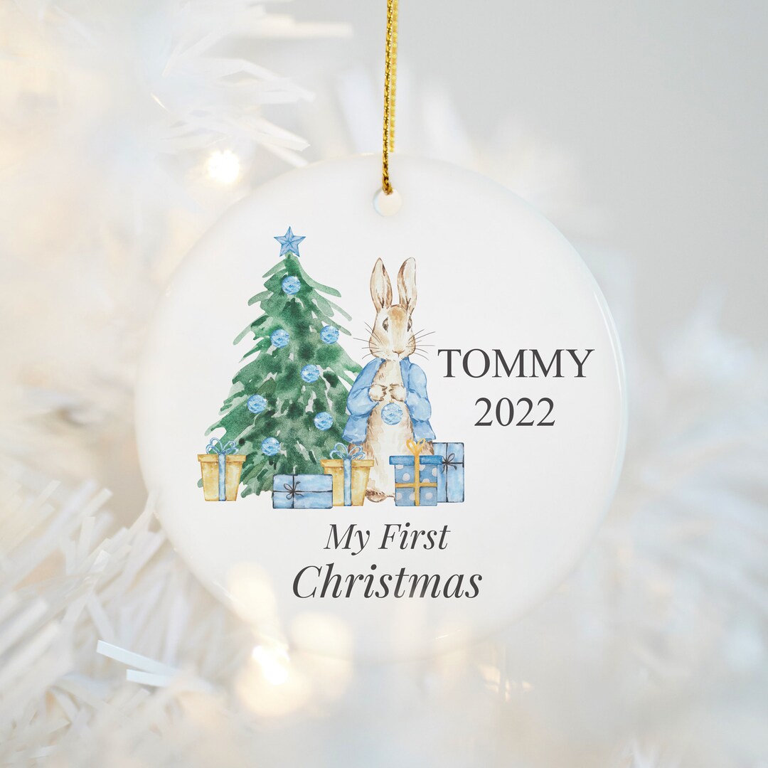 Peter Rabbit or Flopsy Christmas Ornament, Personalised Baby’s First ...