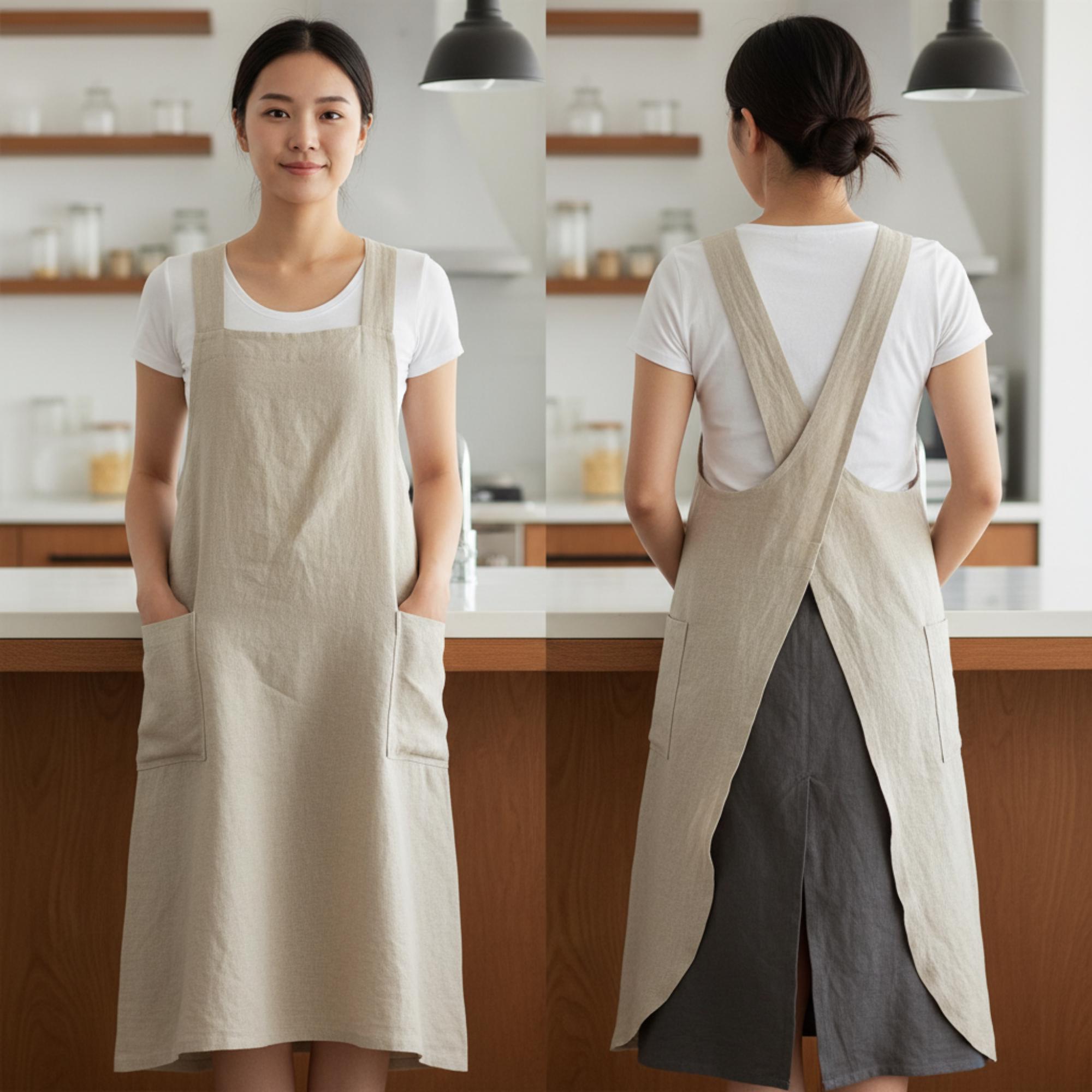 Cross-back Apron Sewing Pattern PDF • Easy Beginner Apron • Japanese ...